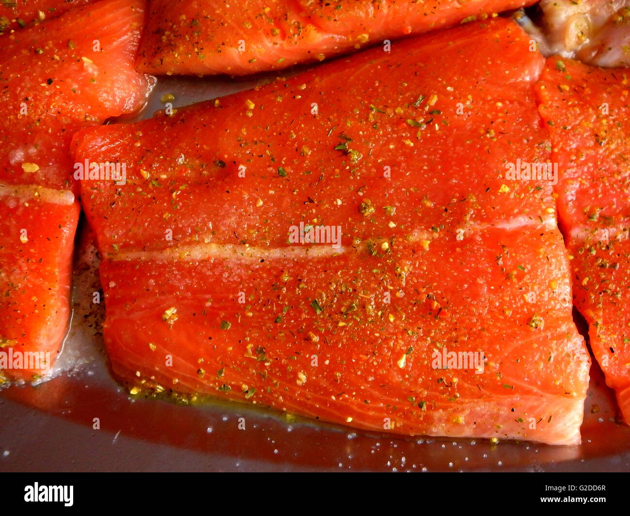 fresh salmon fillets, Raw salmon, fish fillet Stock Photo - Alamy