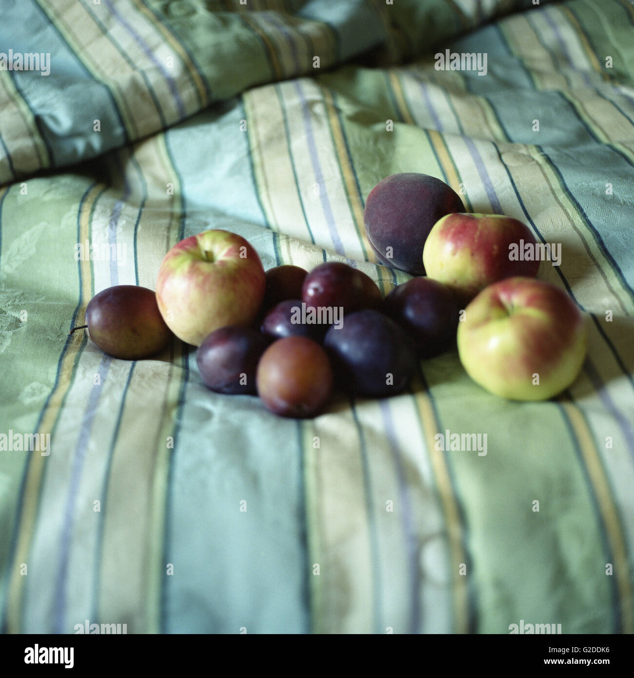 Fruit on Bed Stock Photo - Alamy