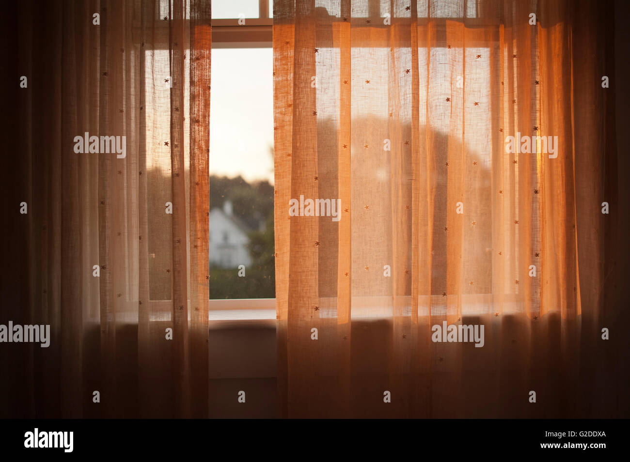 Sheer Curtains in Window Stock Photo - Alamy