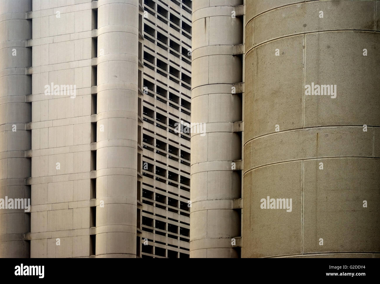 Detail of structural element of a modern concrete against another one ...