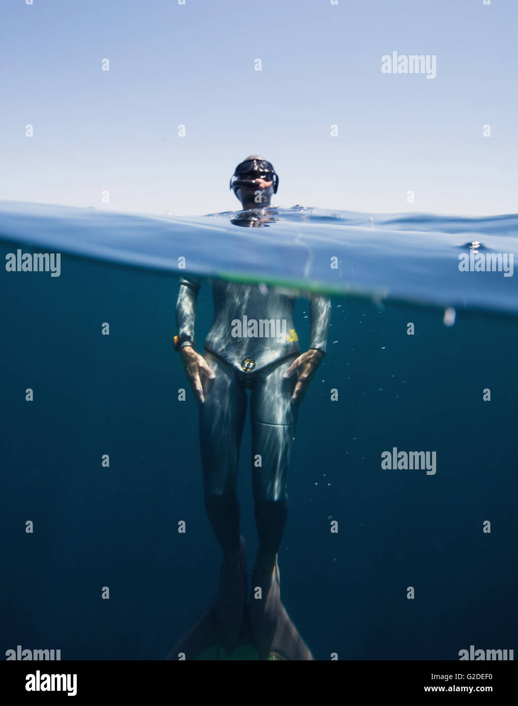 Free Diver Floating Stock Photo - Alamy