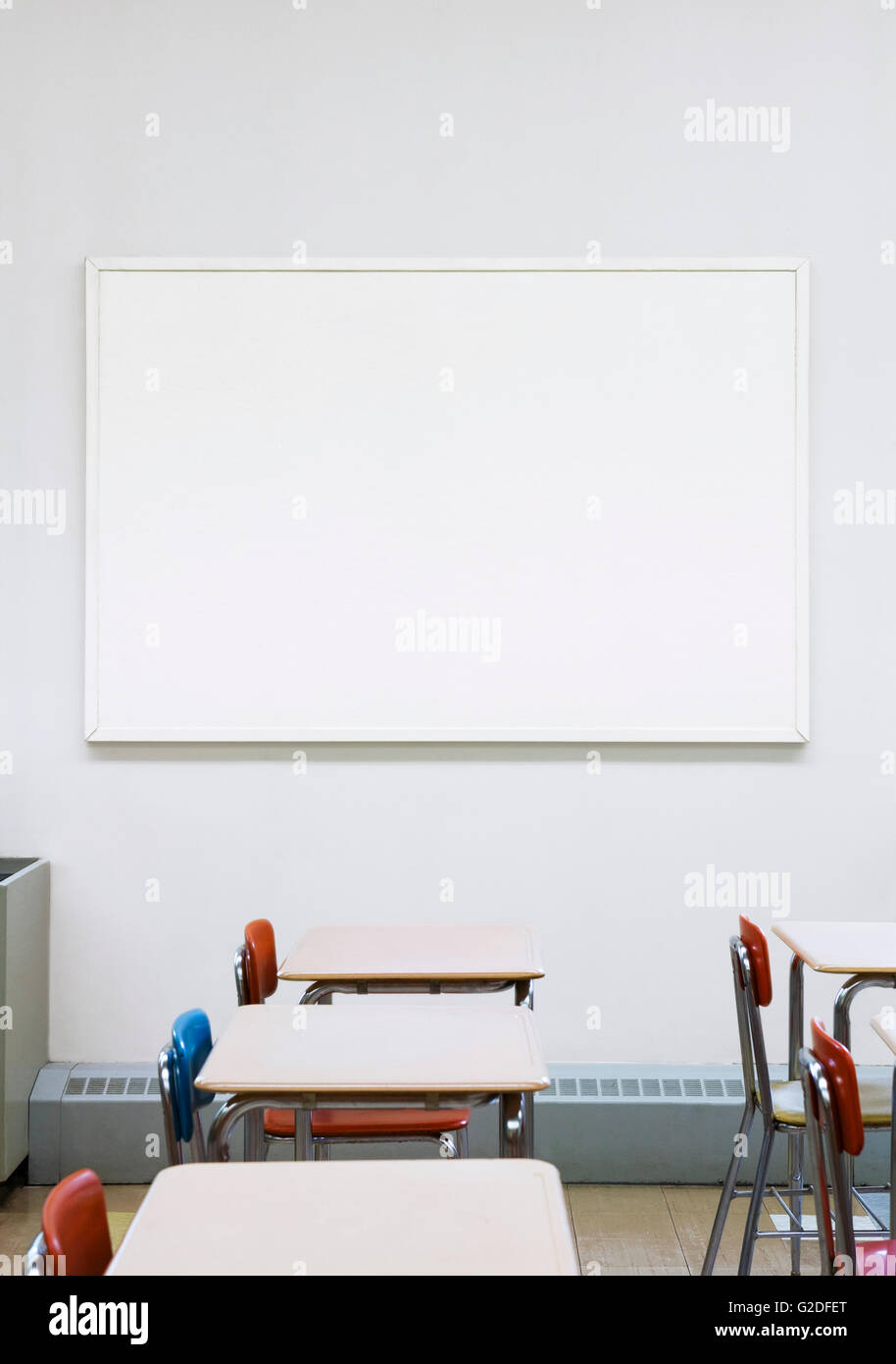 Classroom with Blank Whiteboard Stock Photo - Alamy