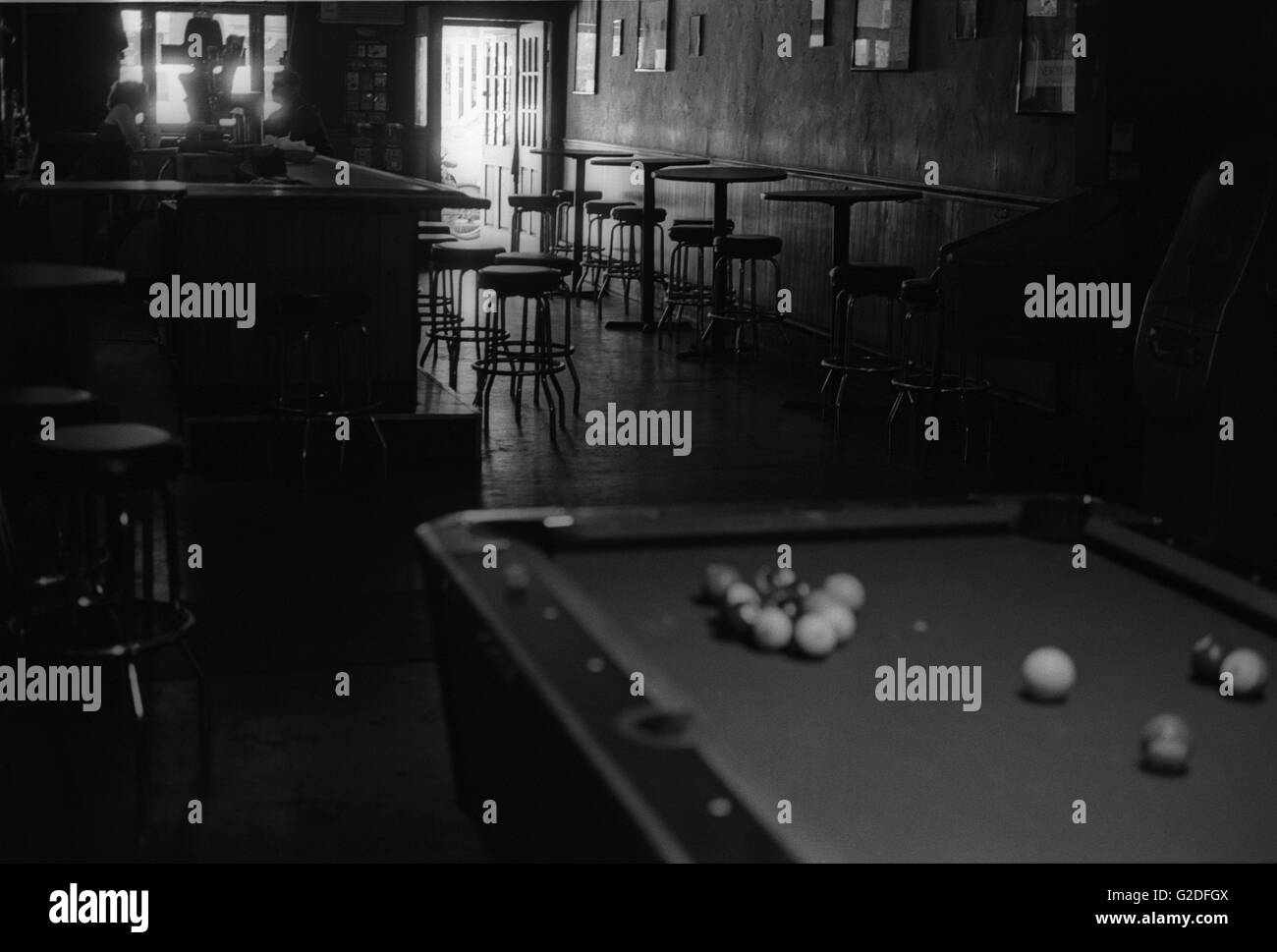 Empty Bar with Billiard Table Stock Photo - Alamy