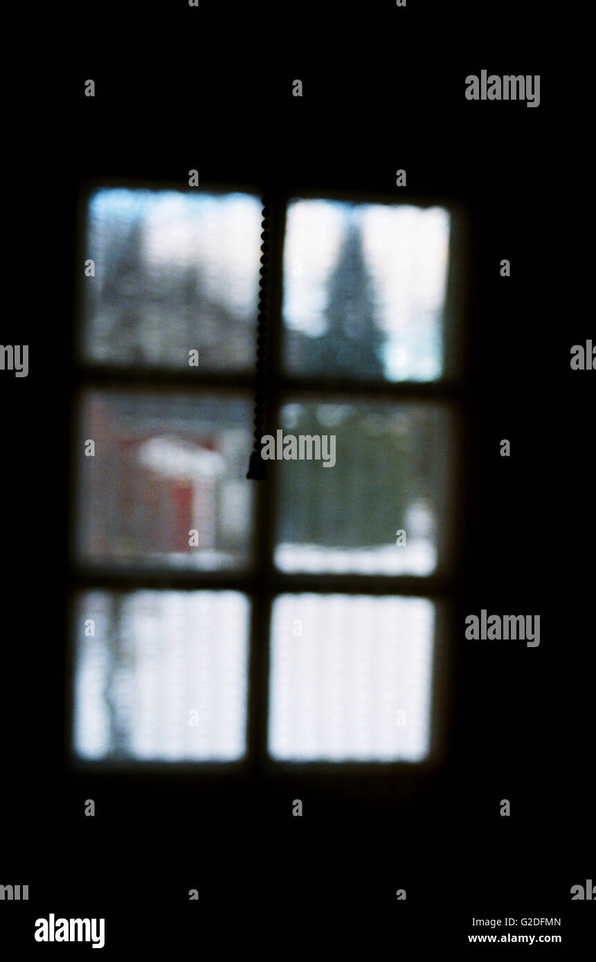 Blurred Window and Winter Scenic Stock Photo - Alamy