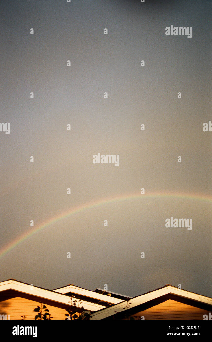Rainbow Over House Stock Photo - Alamy