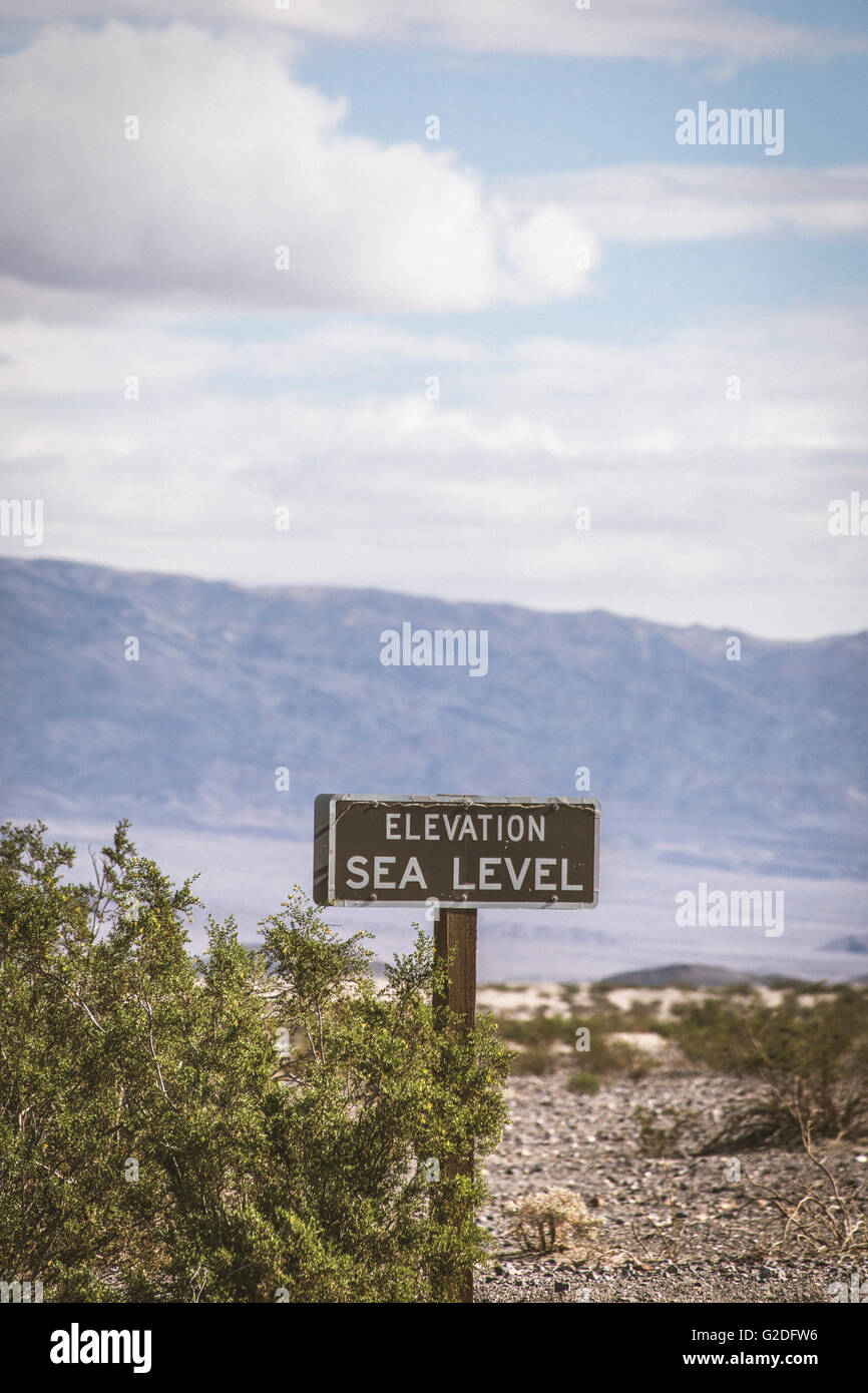 Elevation Sea Level Sign, Death Valley National Park, California, USA ...