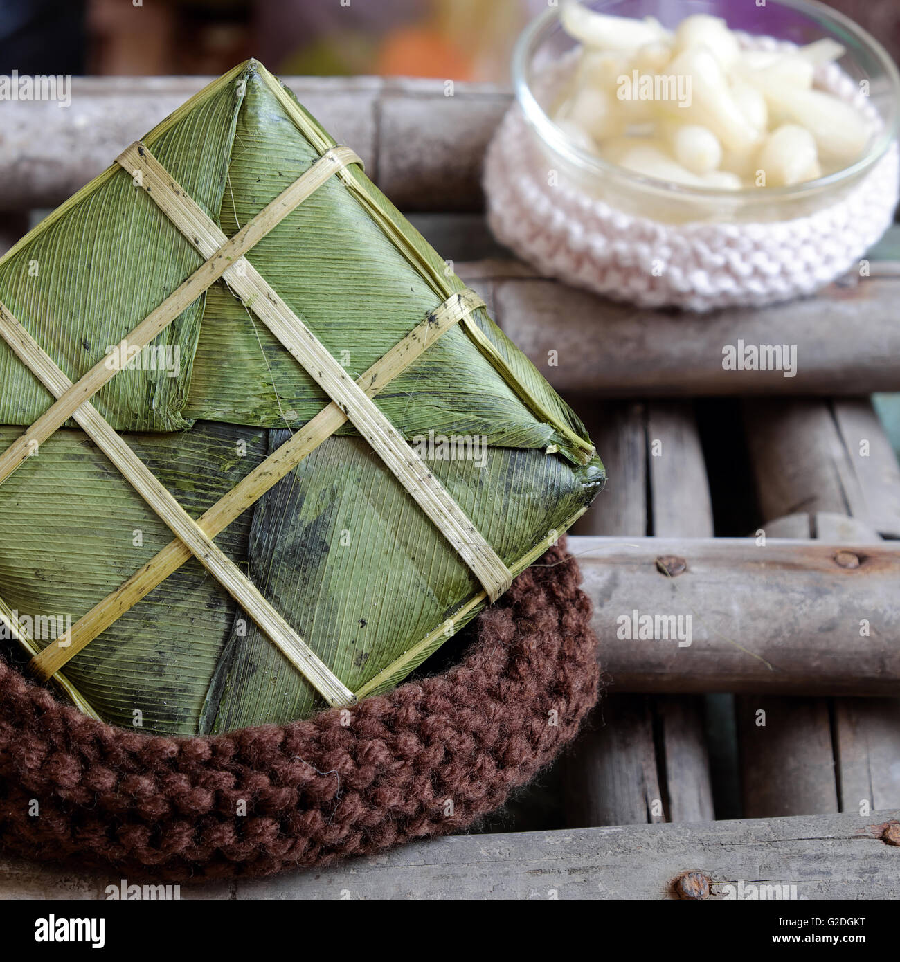 Vietnamese food for Tet holiday in spring, banh chung is traditional ...
