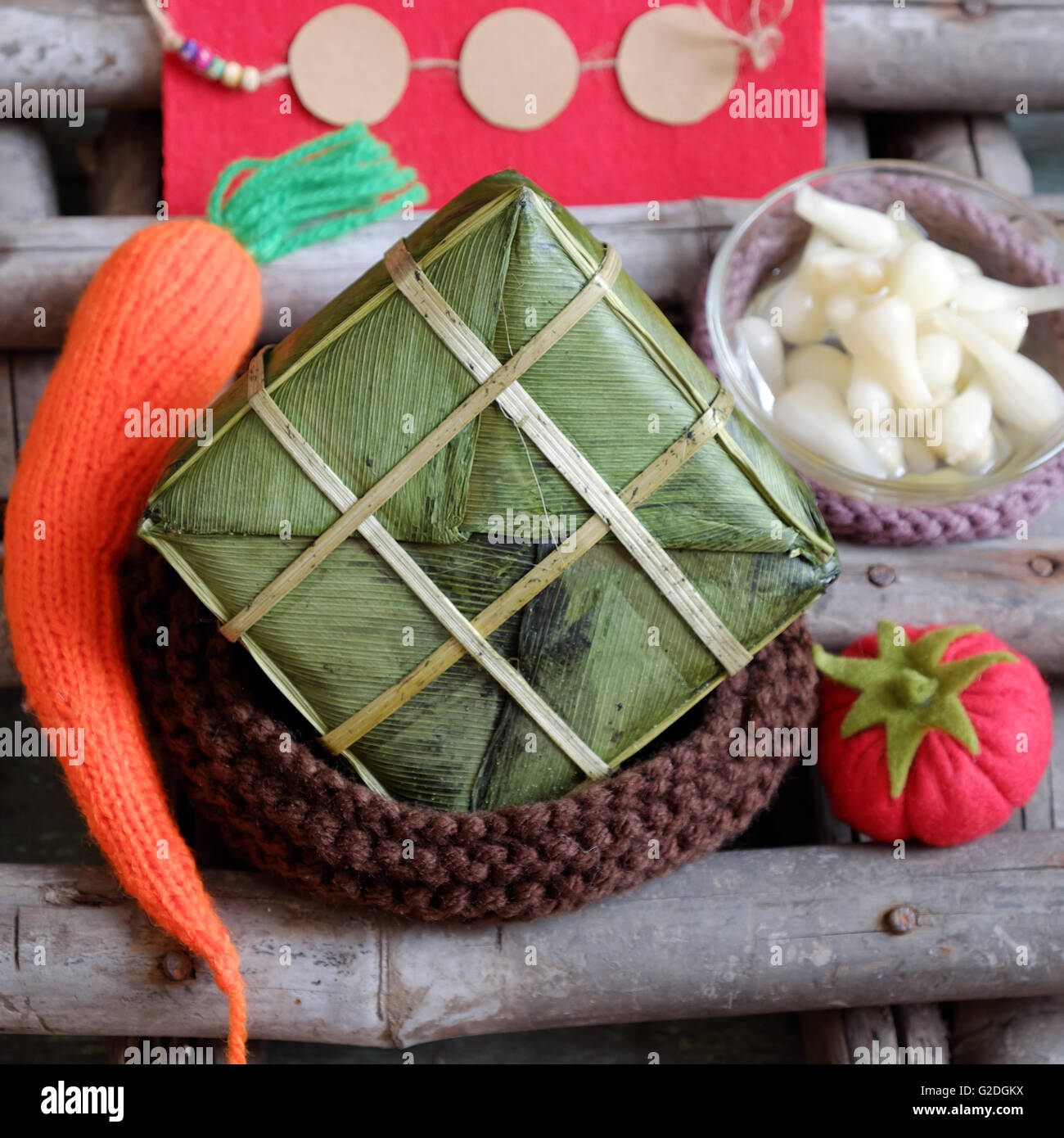 Vietnamese food for Tet holiday in spring, banh chung is traditional ...