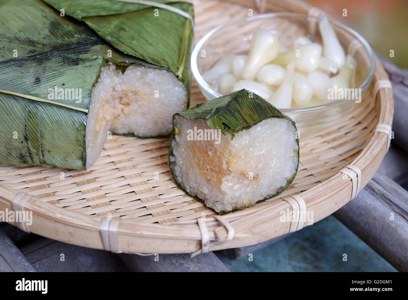 Vietnamese food for Tet holiday in spring, banh chung is traditional ...