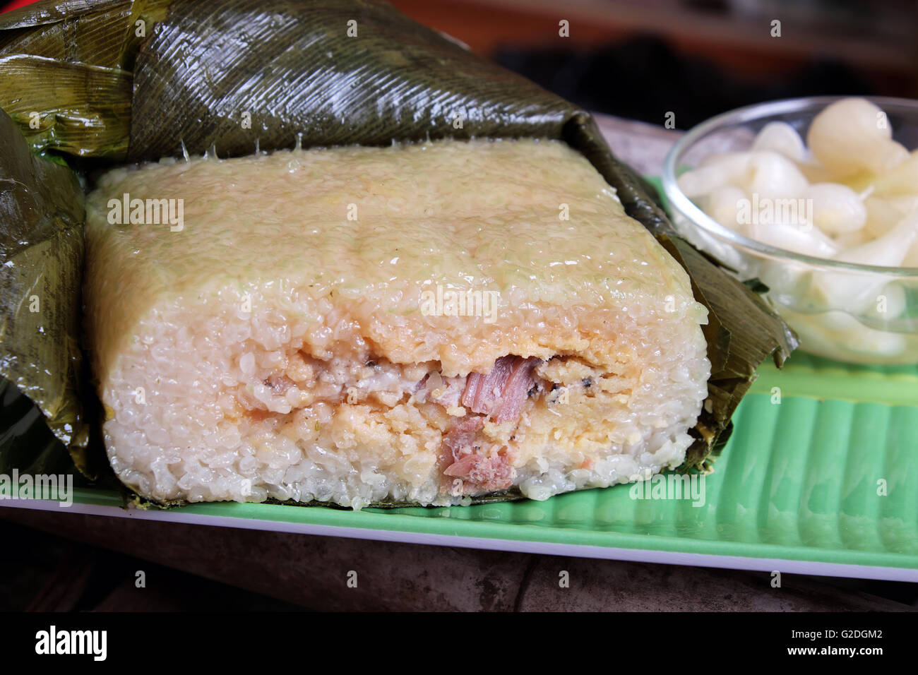 Vietnamese food for Tet holiday in spring, banh chung is traditional ...