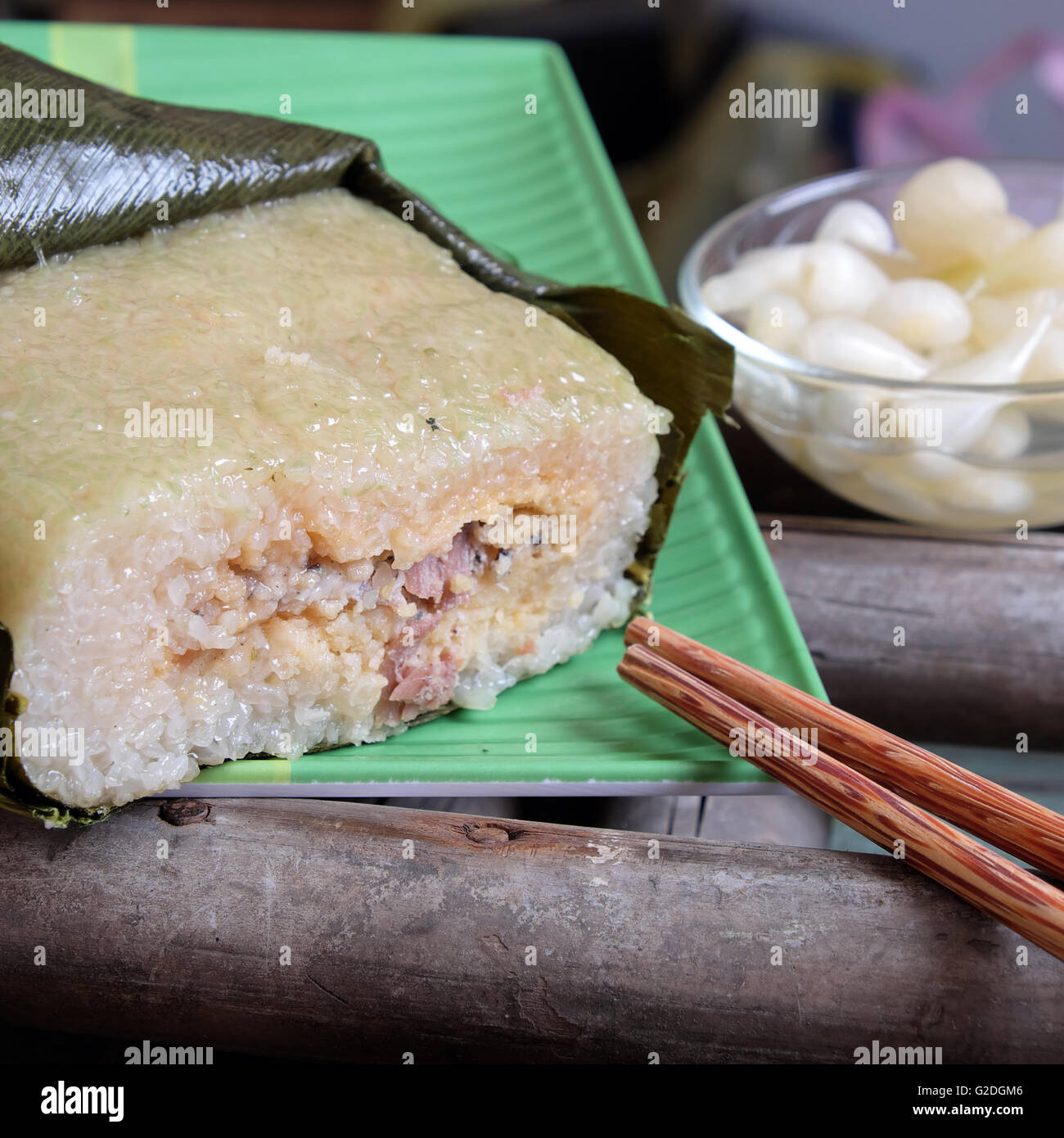Vietnamese food for Tet holiday in spring, banh chung is traditional ...