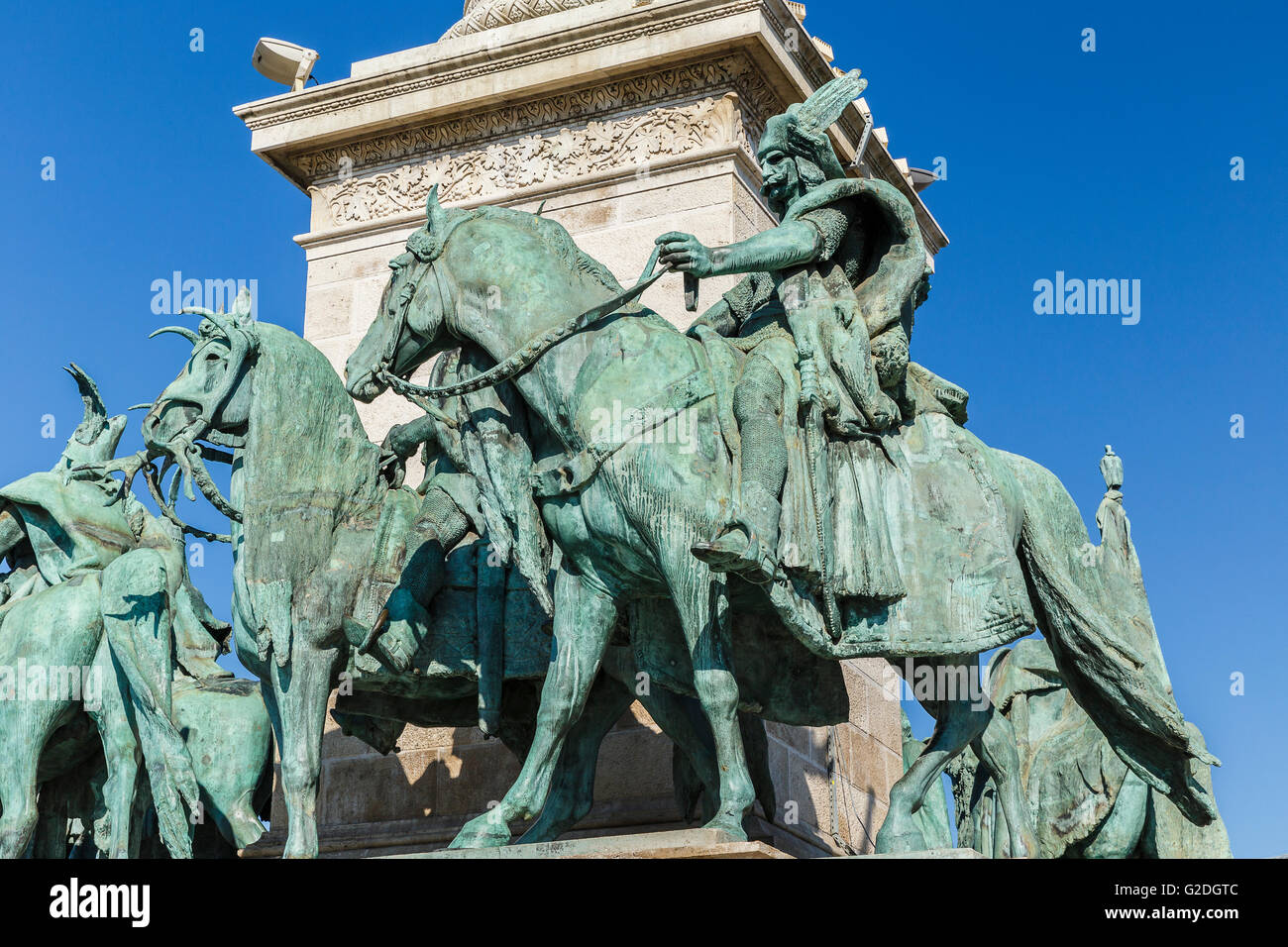 Statues at Heroes Square in Budapest Stock Photo - Alamy
