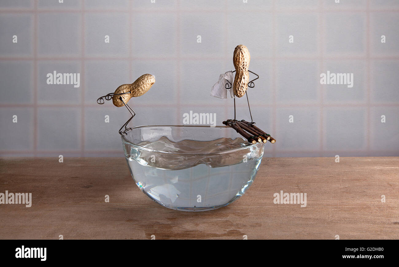 Simple Things Series - Two Peanuts going to swim Stock Photo - Alamy