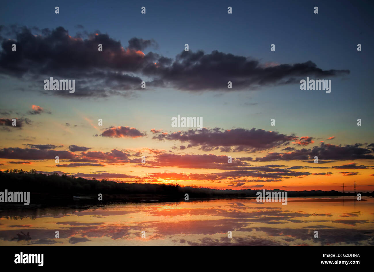 susnet over vistula river Stock Photo - Alamy