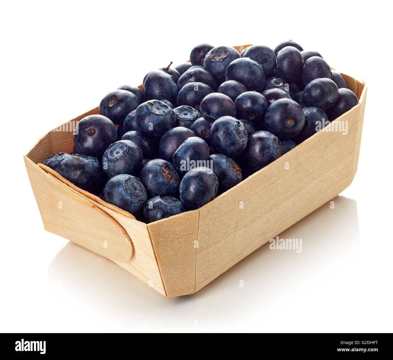 blueberry in wooden container box, isolated on white background Stock ...