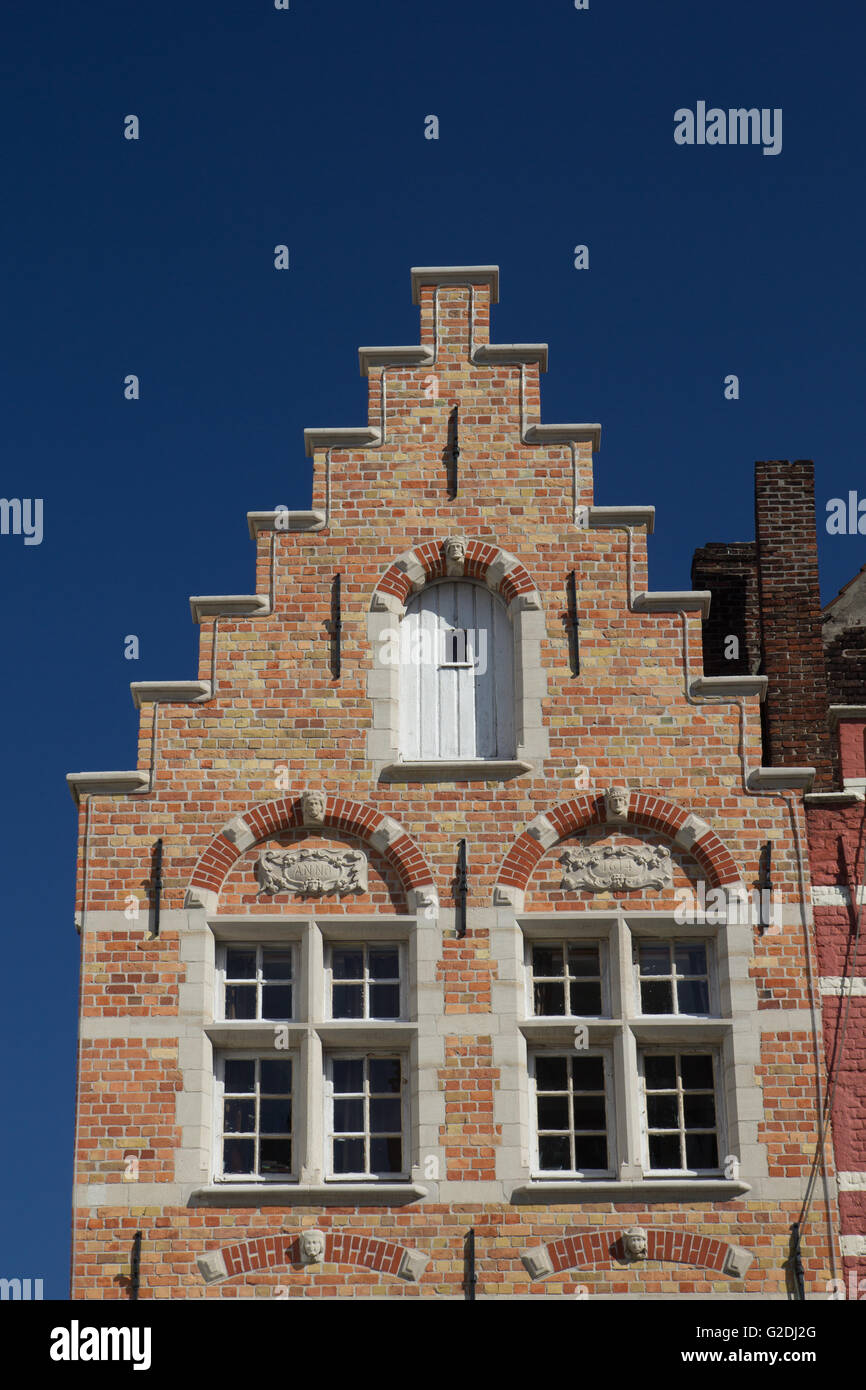 The unique example of medieval architecture. Gable roof of the brick ...