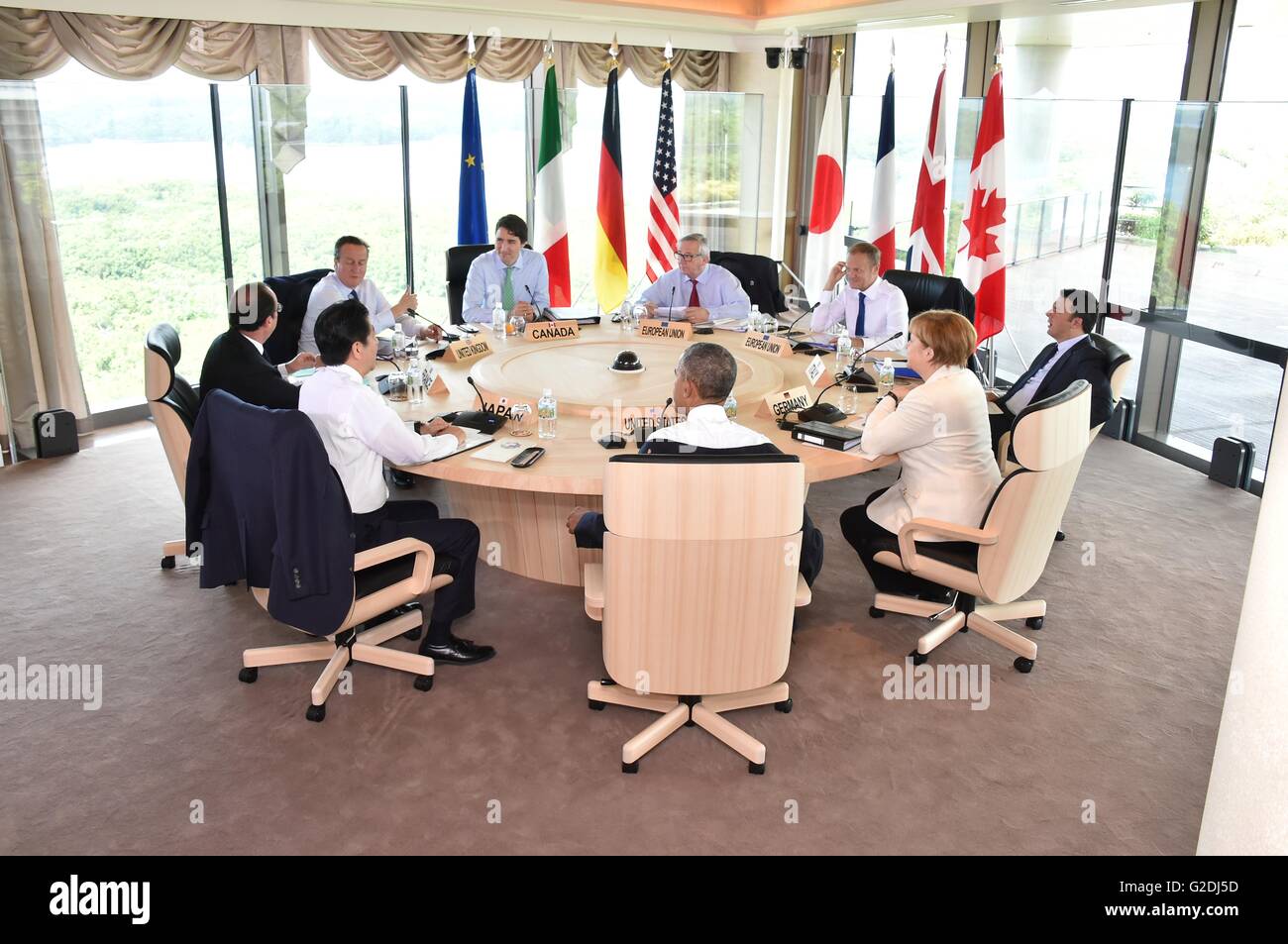 World leaders with the Group of Seven during a round of meetings at the ...