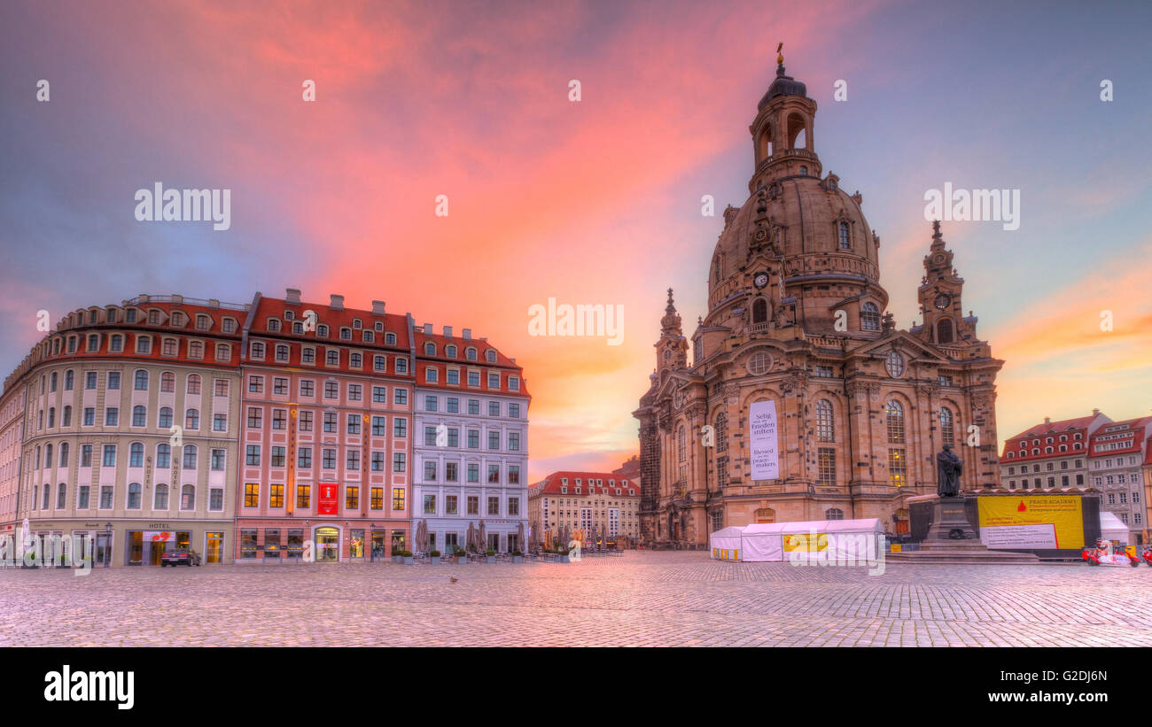 Neumarkt square in the old town of Dresden, Germany. HDR image Stock ...