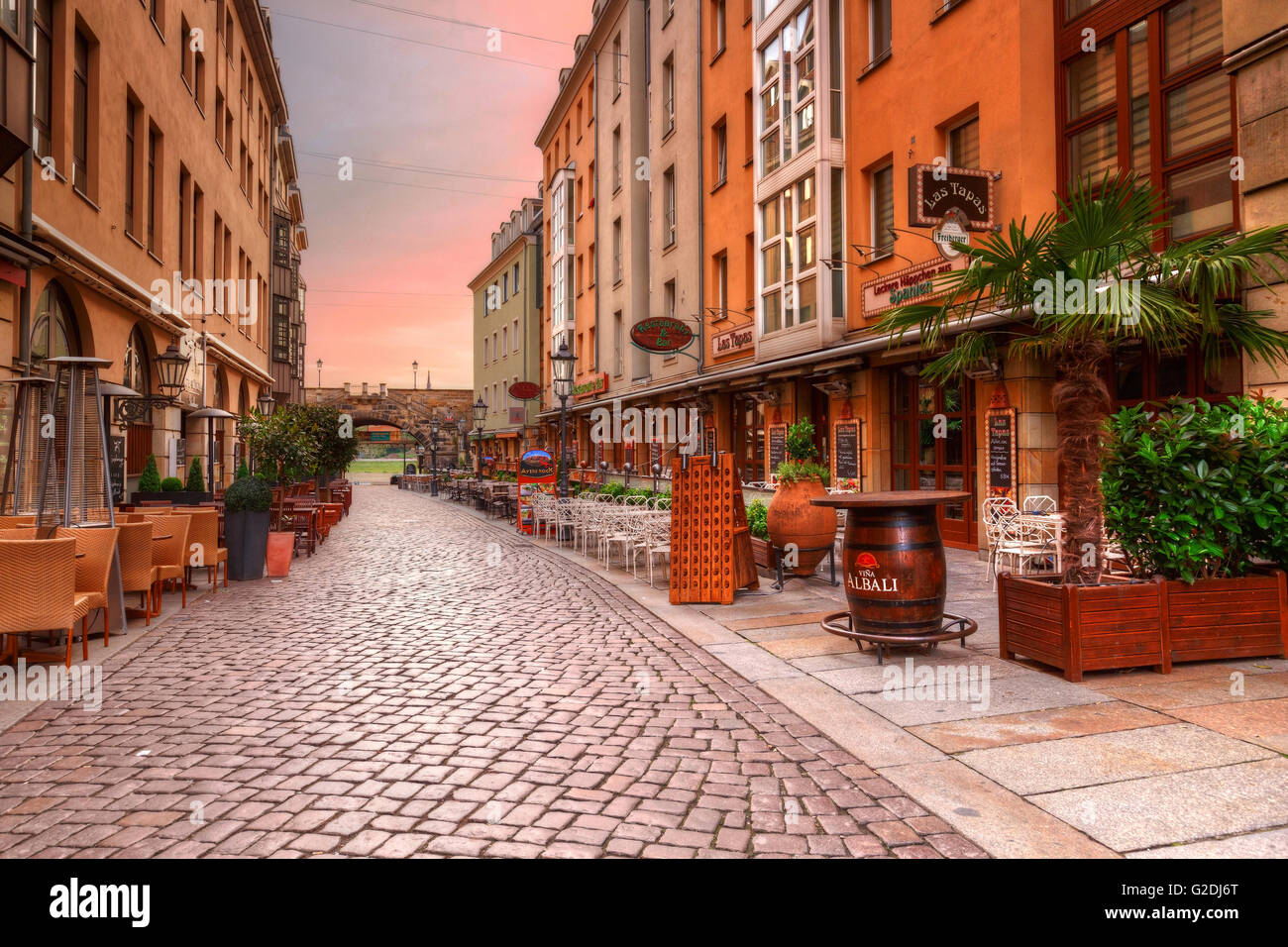 One of the central streets in the old town of Dresden, Germany. HDR ...