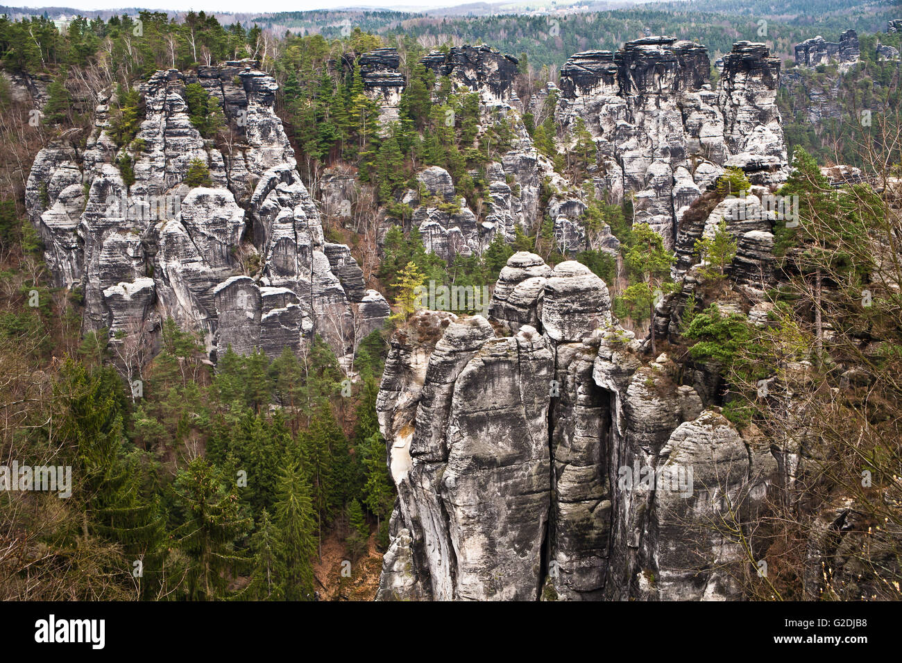View of rock structures in "Saxon Switzerland," Germany Stock Photo - Alamy
