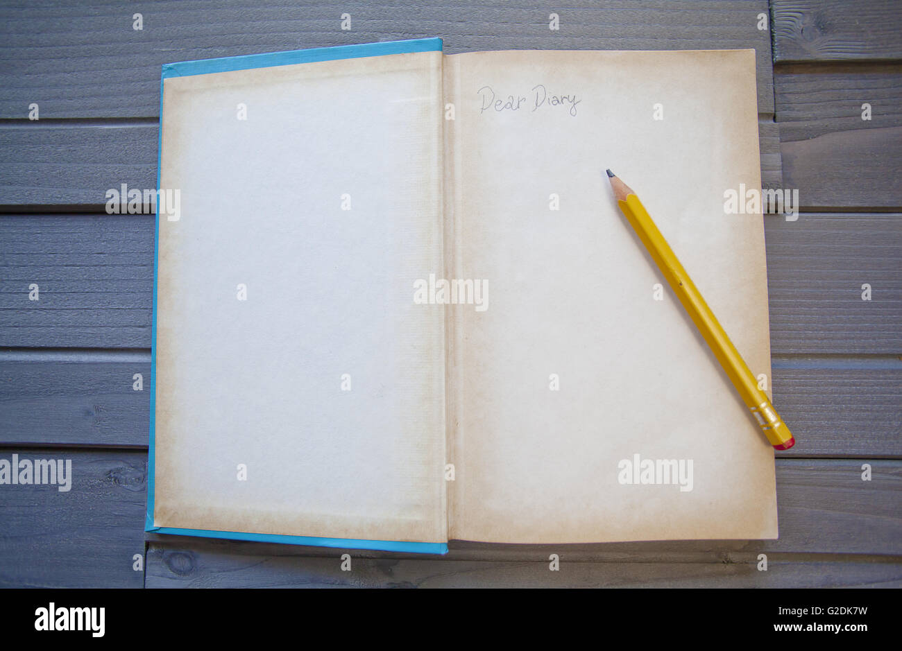 Blank Book or Diary Template on wood Stock Photo - Alamy