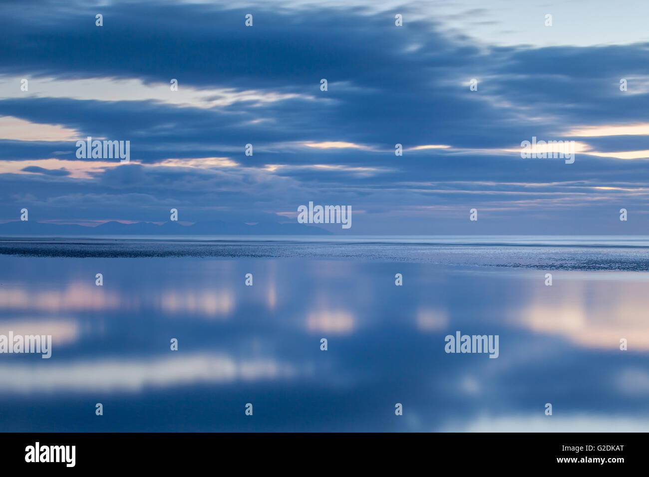 Daybreak over the beach at Laytown County Meath Ireland, looking back ...