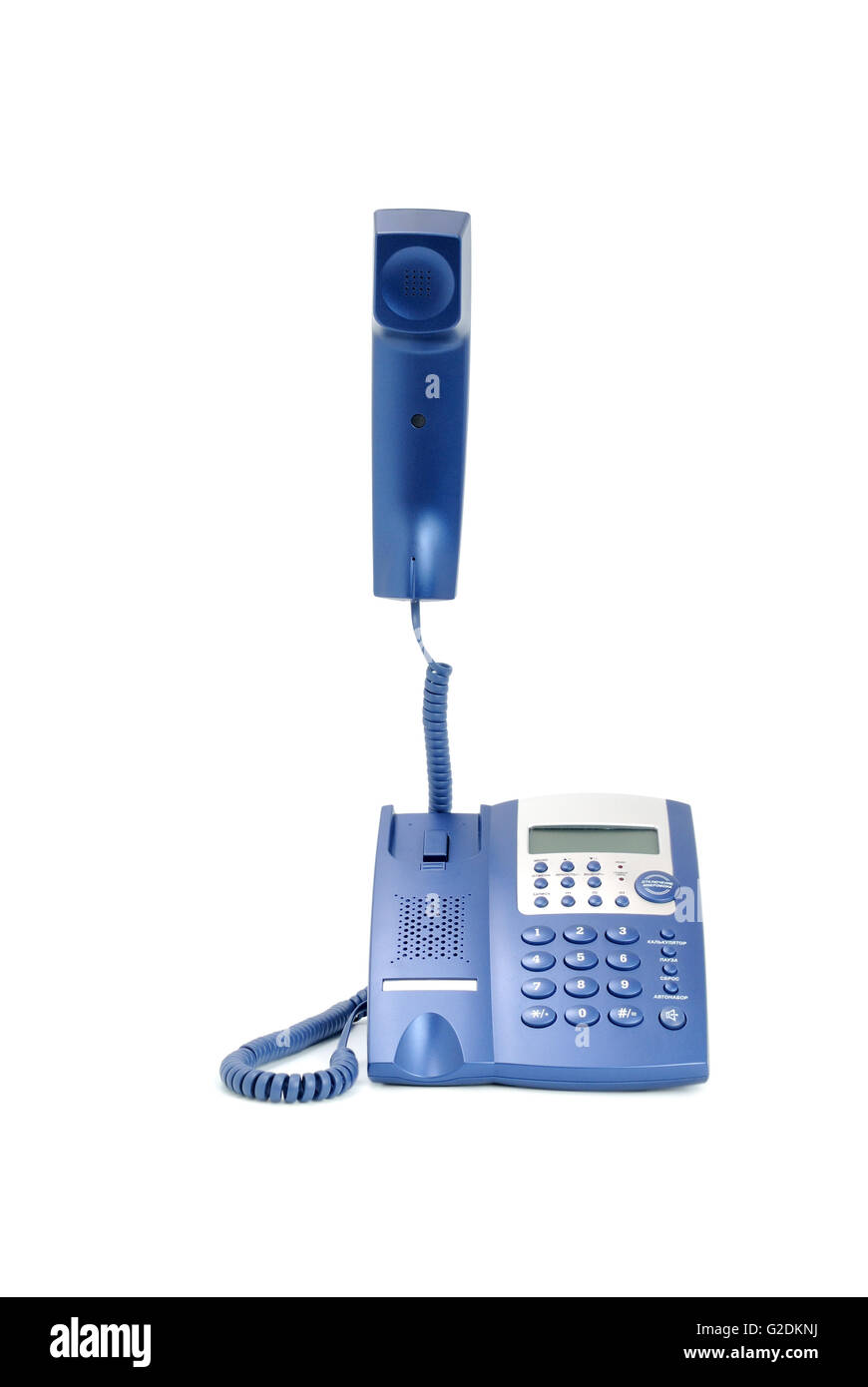 Telephone collection - modern blue business office telephone isolated ...