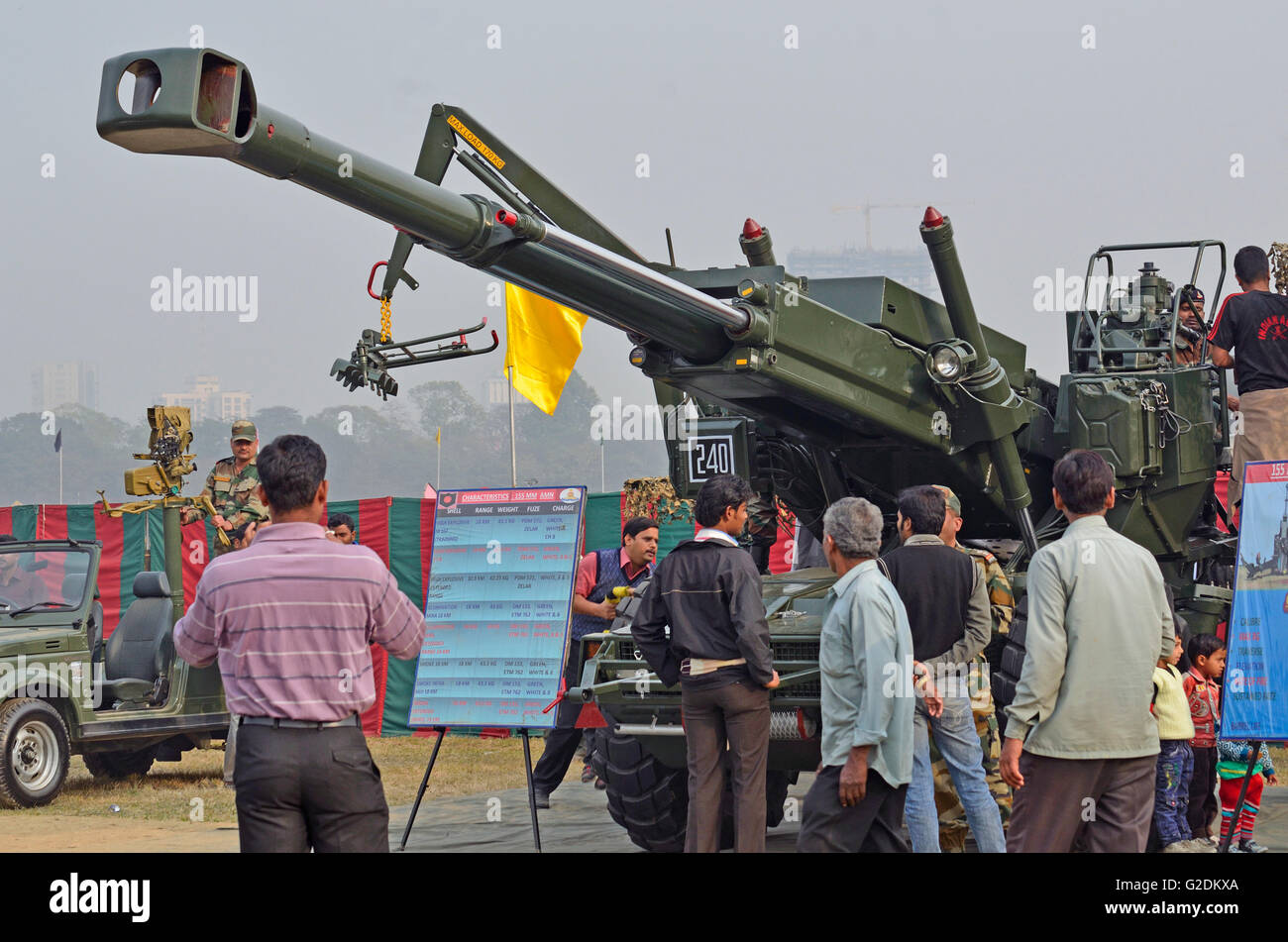 155 mm Bofors Gun, the main artillery gun of the Indian Army, during ...