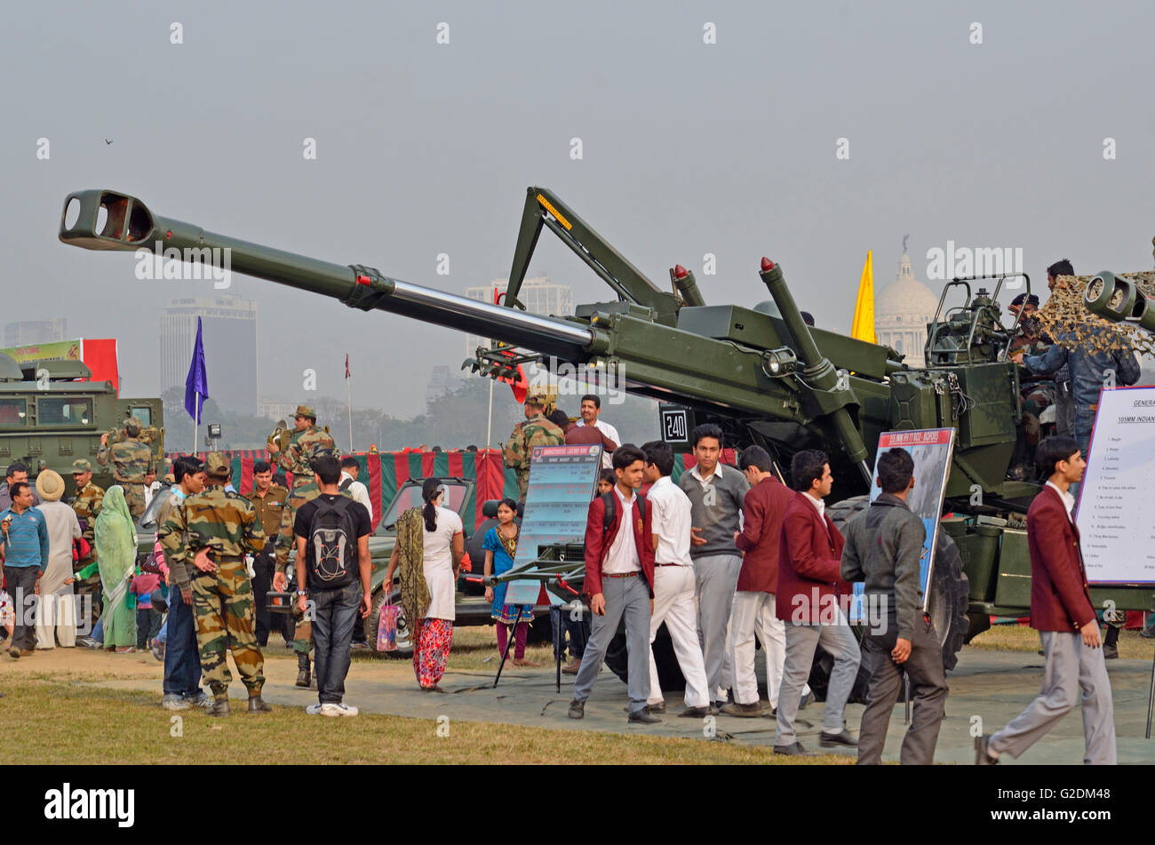 155 mm Bofors Gun, the main artillery gun of the Indian Army, during ...