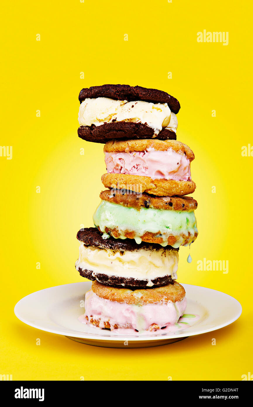 Stack of Melting Ice Cream Sandwiches Stock Photo - Alamy