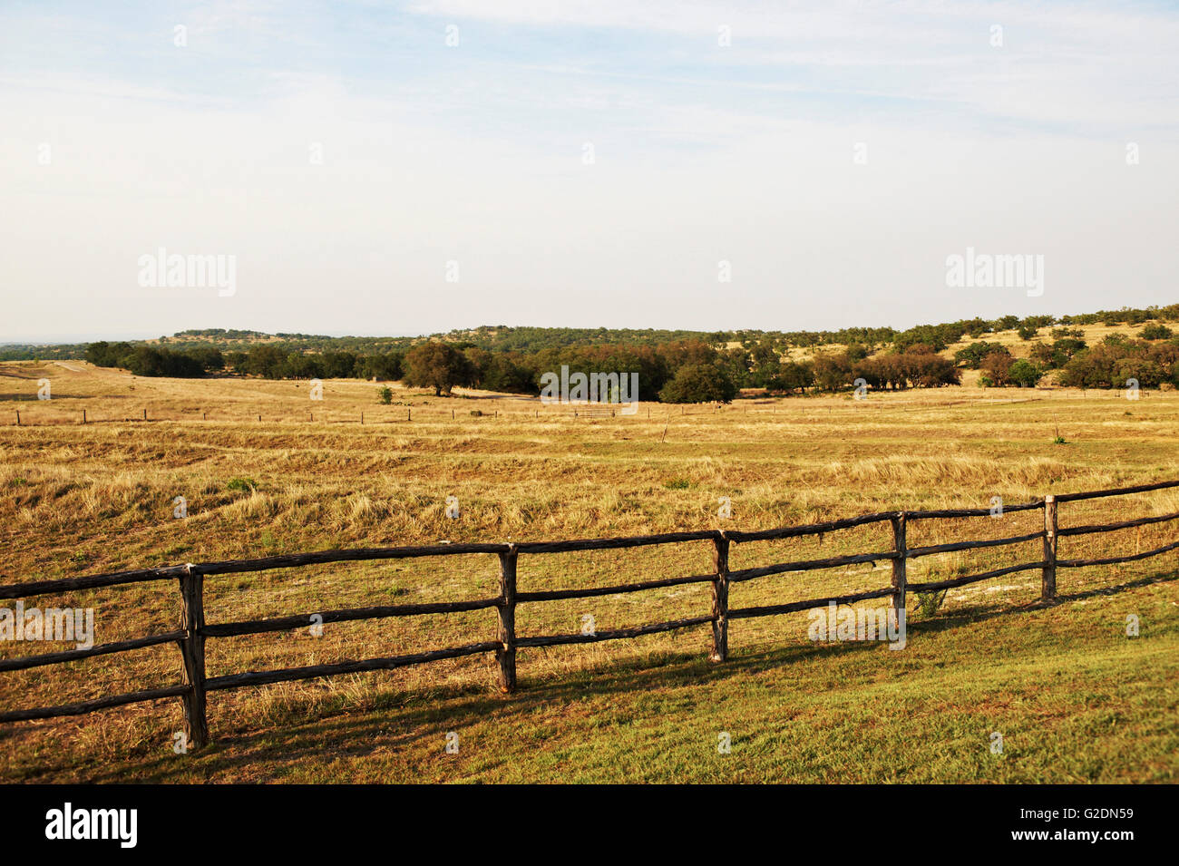 Rural Landscape with Fence Stock Photo - Alamy