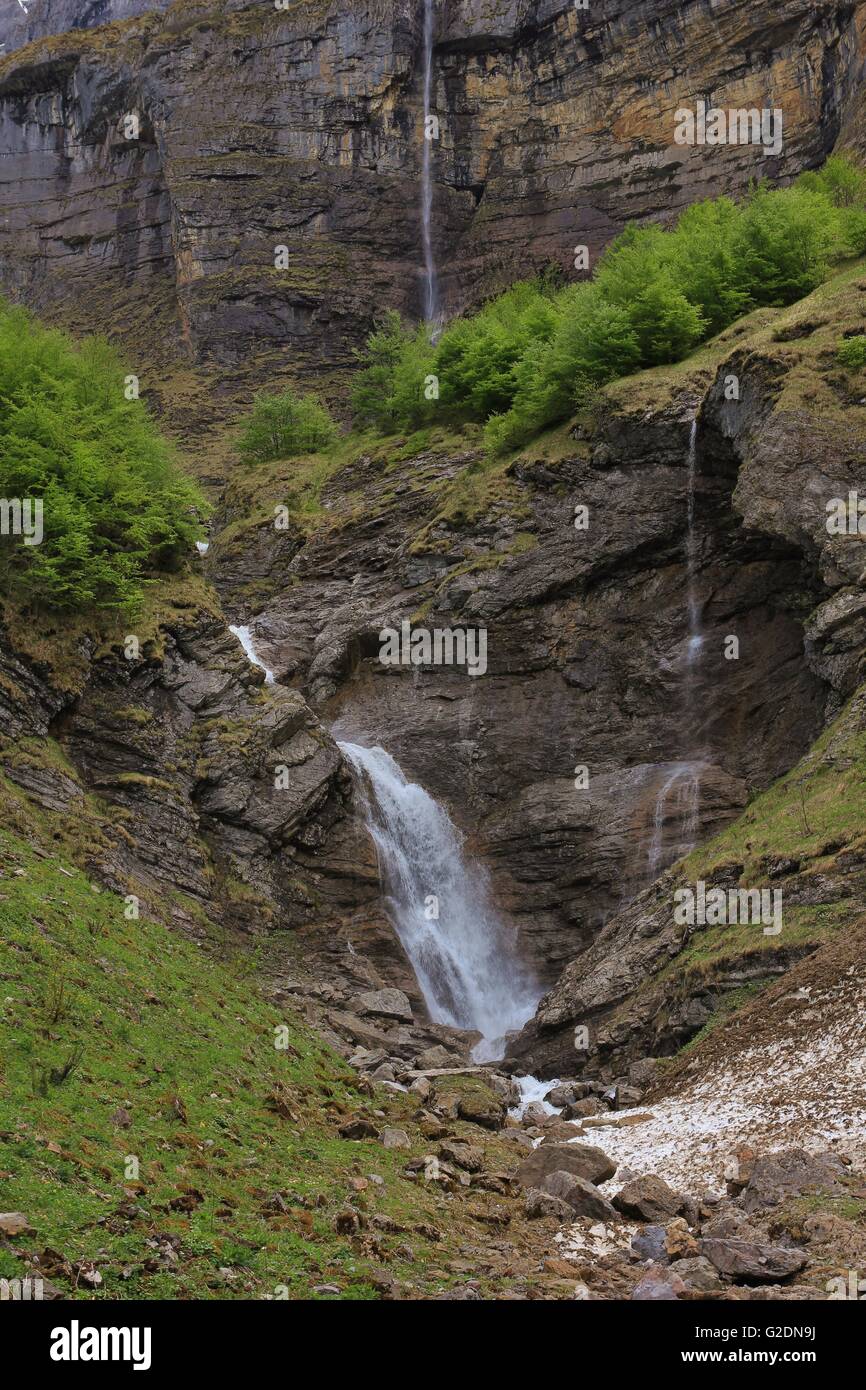 Waterfall in Glarus Canton, Kloental valley Stock Photo - Alamy