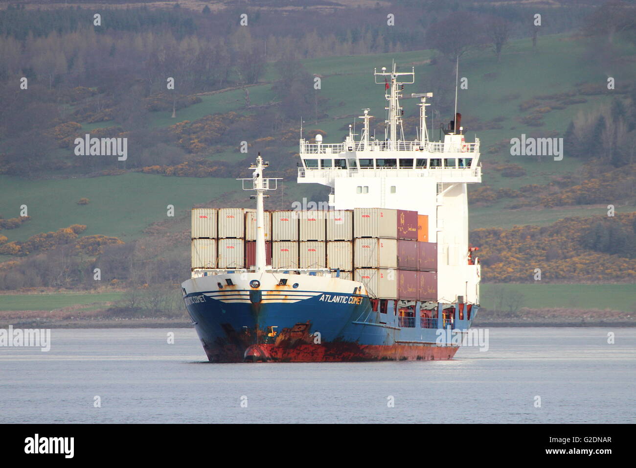The container vessel Atlantic Comet heading in to Greenock Ocean ...