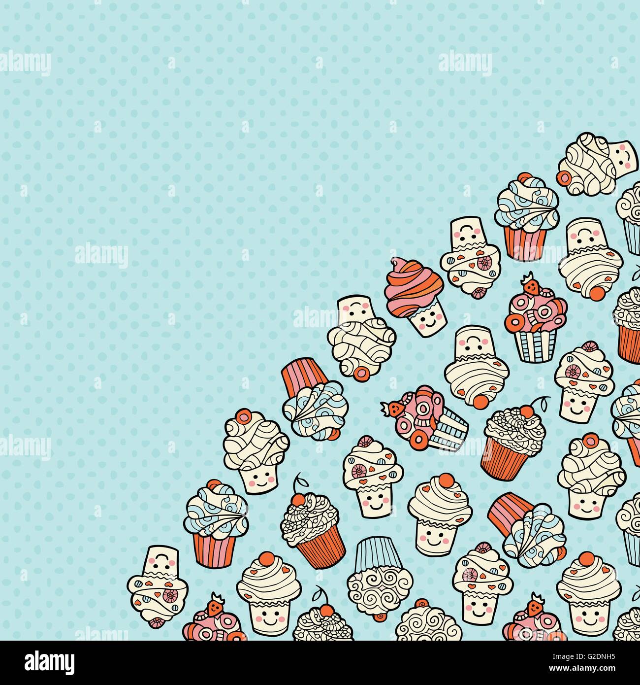 Textured background with cute doodle cupcake Stock Vector Image & Art ...