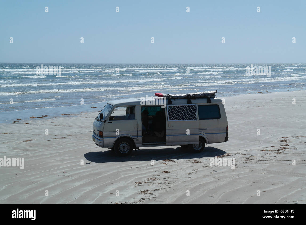Backpacker van on a remote beach in South Australia - Australia Stock ...