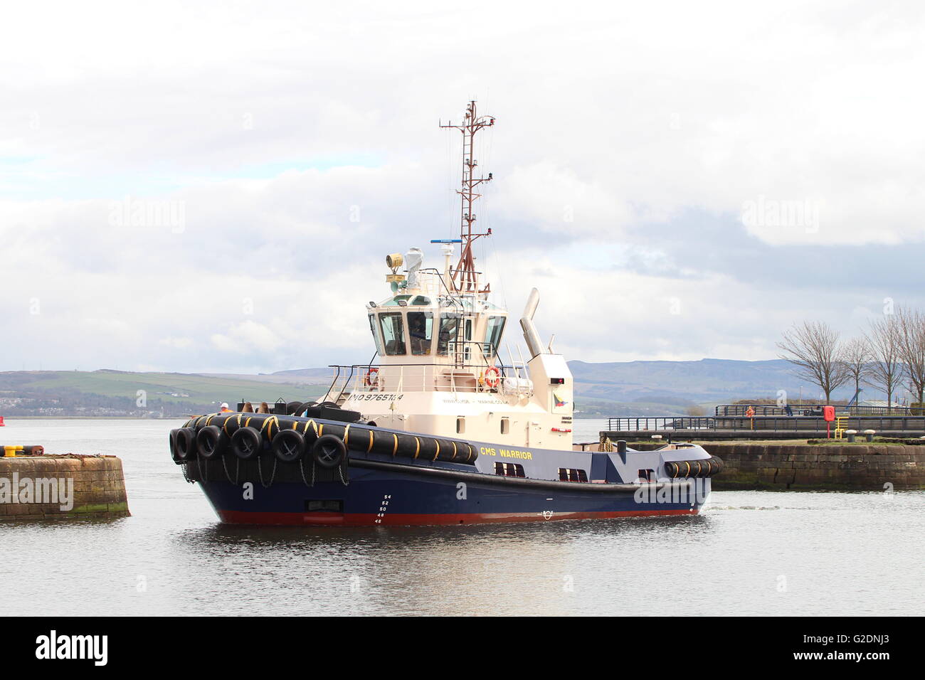 CMS Warrior, a tugboat operated by Clyde Marine Ltd on the Firth of ...