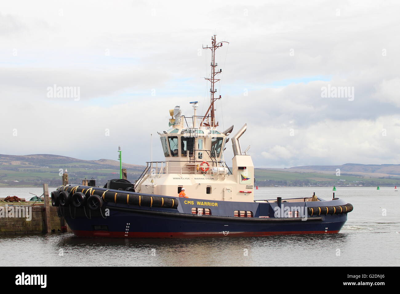 CMS Warrior, a tugboat operated by Clyde Marine Ltd on the Firth of ...