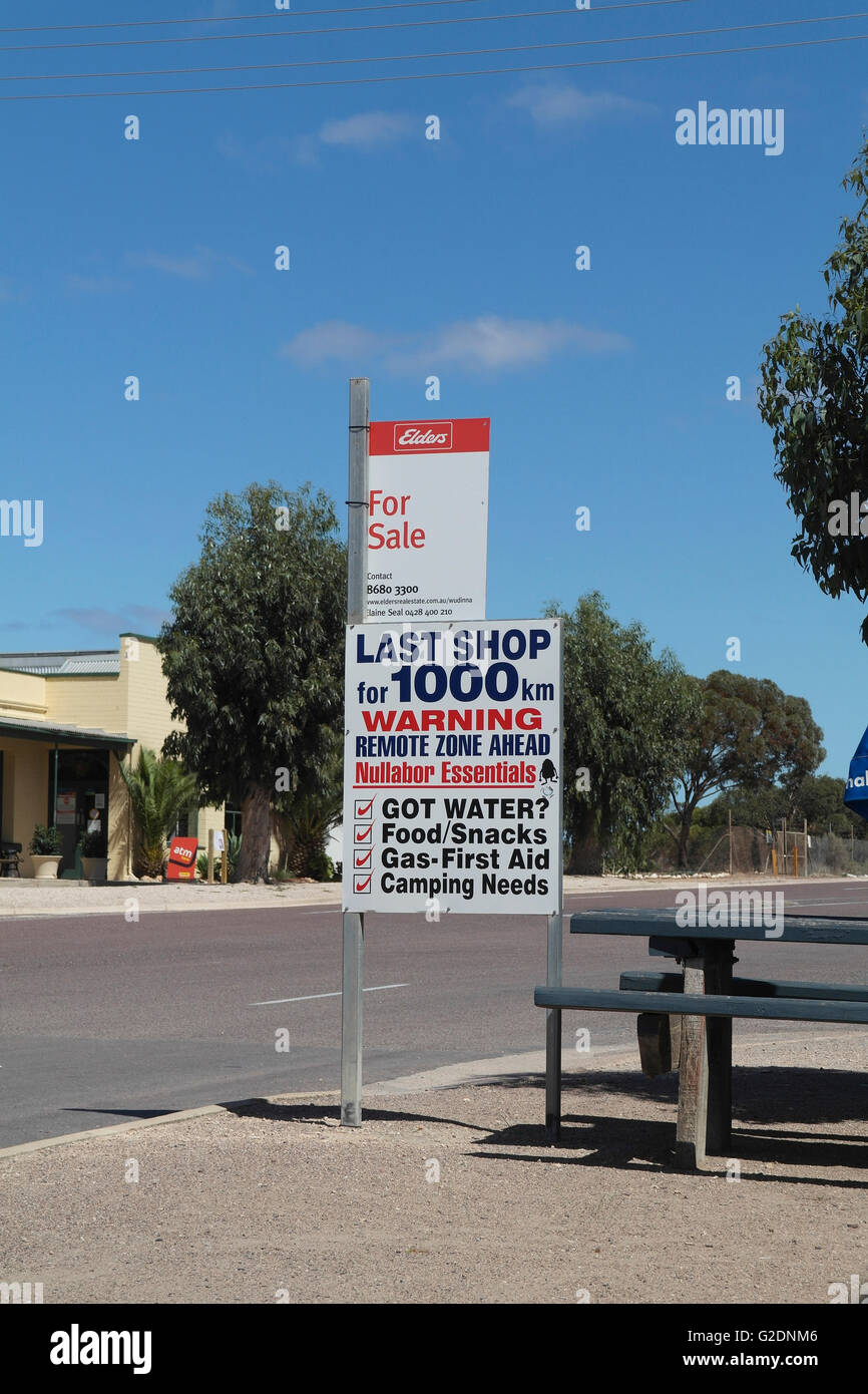 Sign warning of beginning of a remote zone in the Australian Outback ...