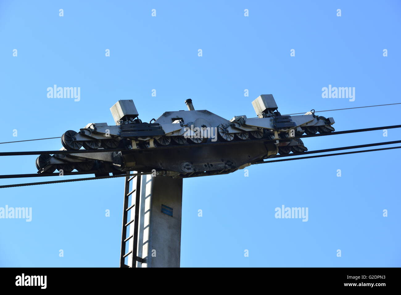 The top of a cable car pylon Stock Photo - Alamy