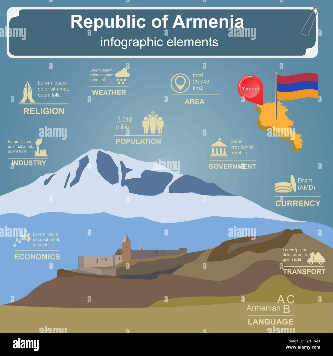 Armenia infographics, statistical data, sights. Vector illustration ...