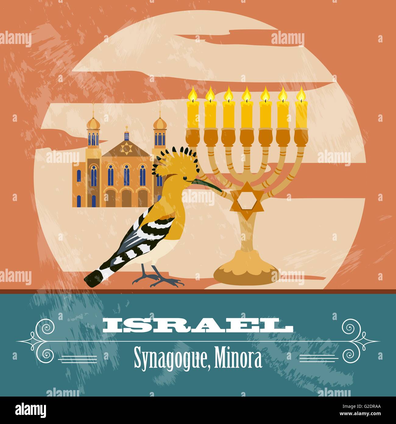 Israel landmarks. Retro styled image. Vector illustration Stock Vector ...