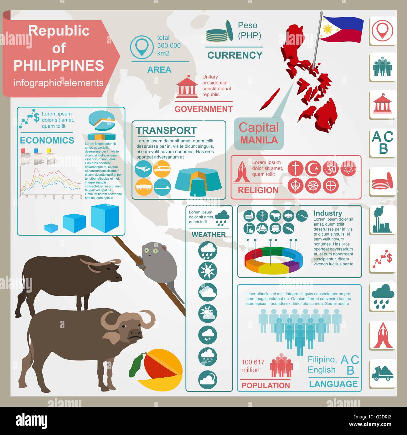 Philippines infographics, statistical data, sights. Vector illustration ...