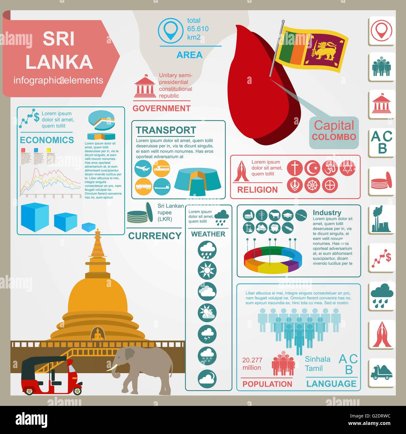 Sri Lanka infographics, statistical data, sights. Vector illustration ...