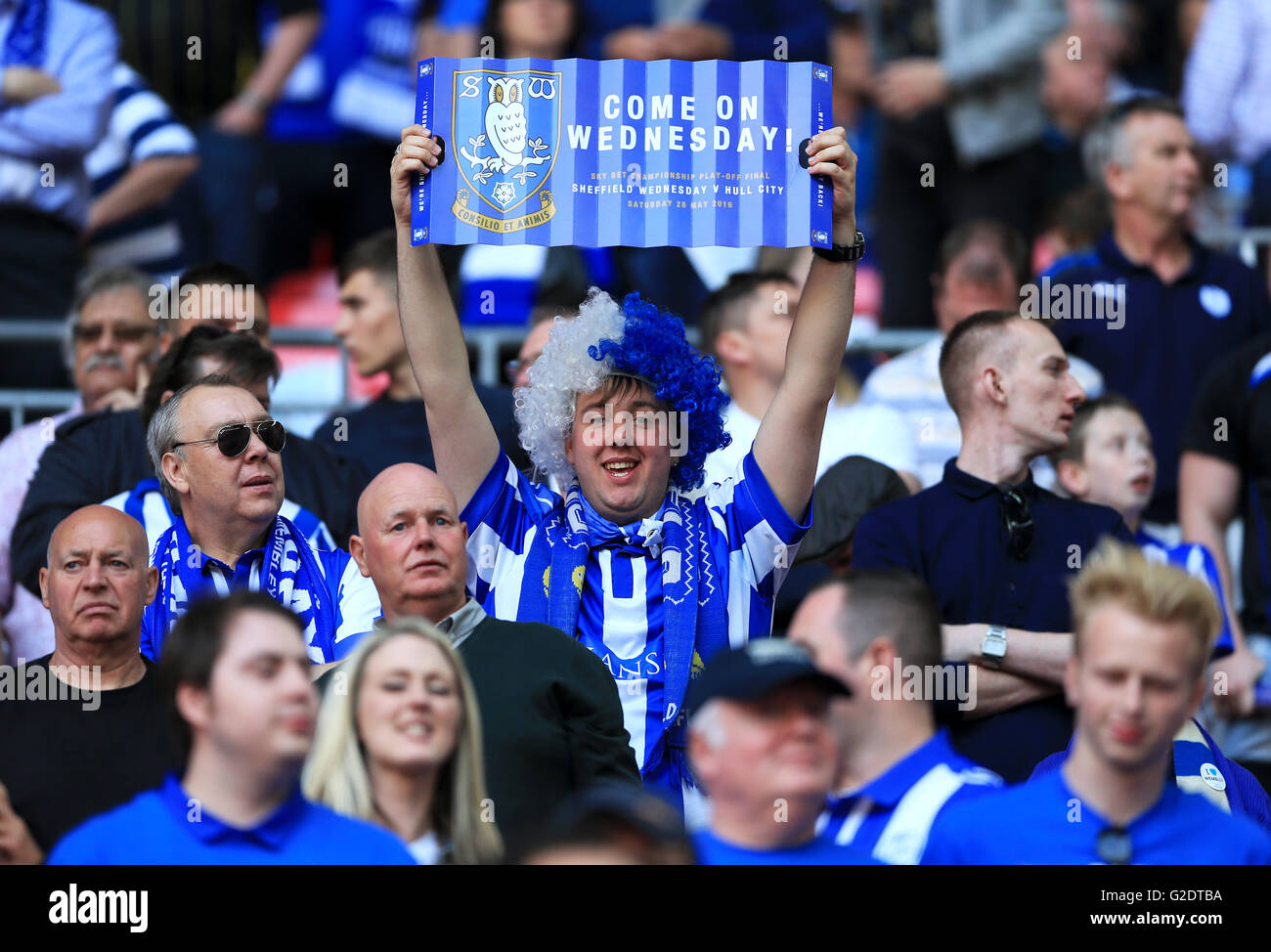 Sheffield Wednesday fans in the stands the Championship Play-Off Final ...