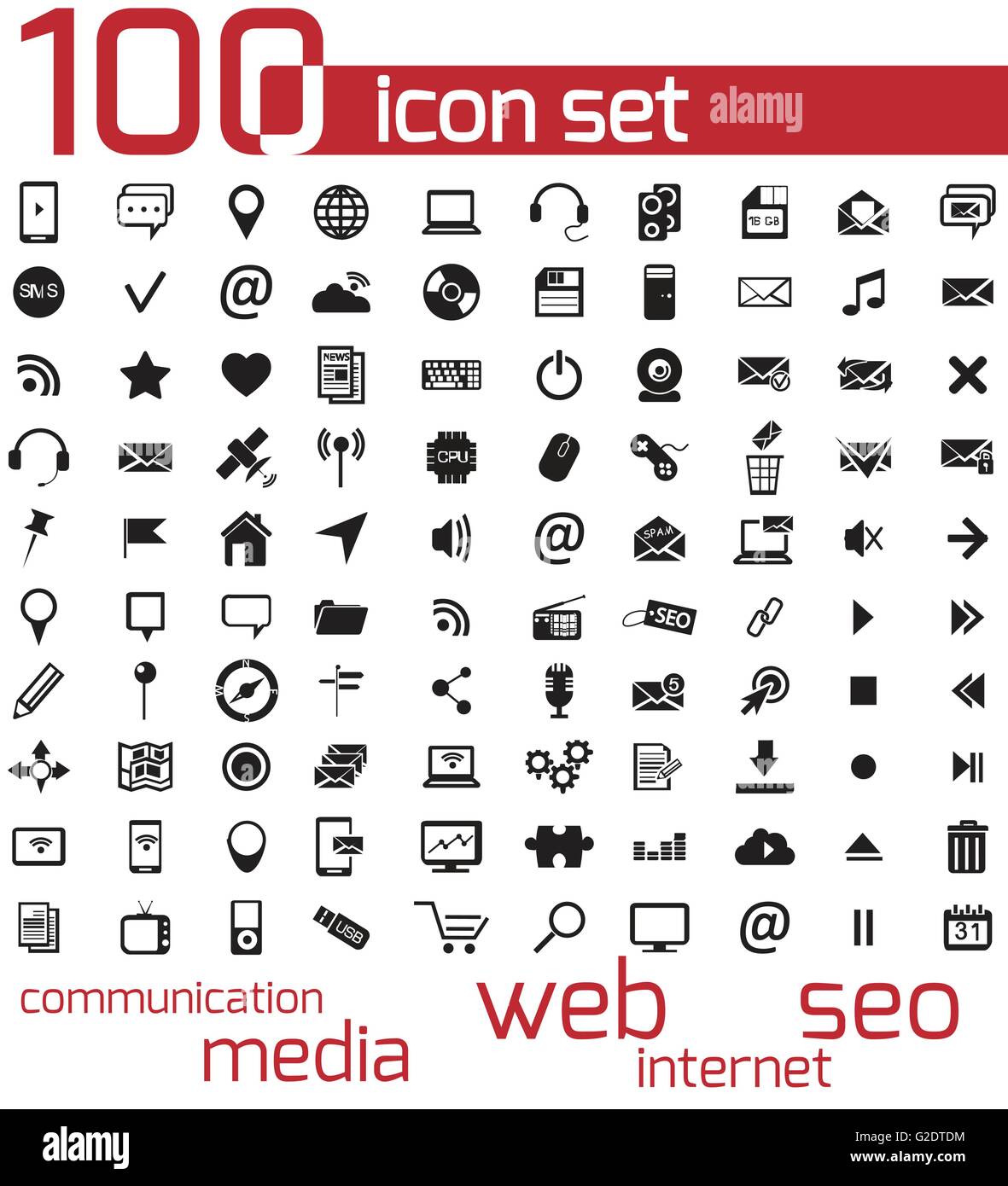 100 icons web mobile Stock Vector Images - Alamy