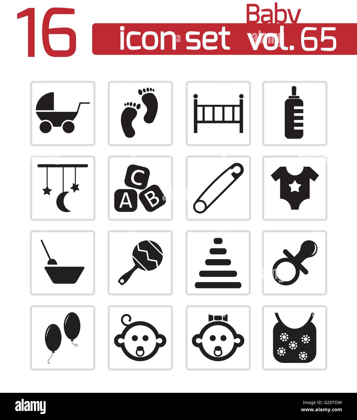 Vector black baby icons set on white background Stock Vector Image ...