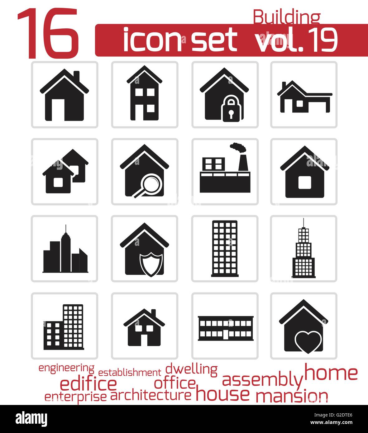 Vector black building icon set on white background Stock Vector Image ...