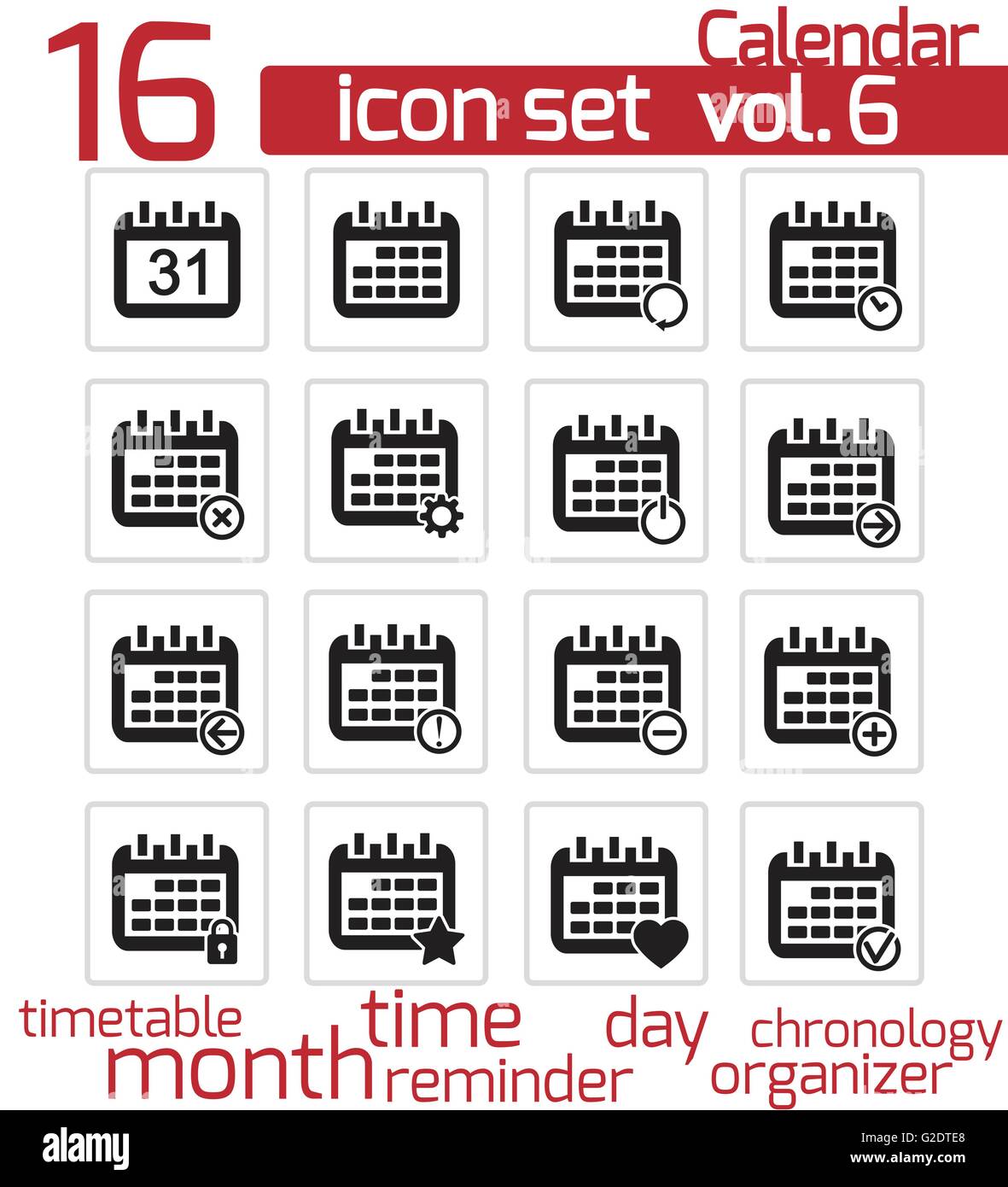 Vector black Calendar Icons on white background Stock Vector Image ...