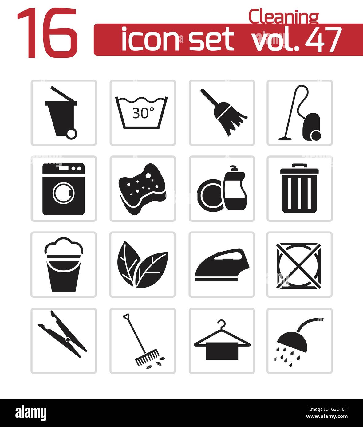 Vector black cleaning icons set on white background Stock Vector Image ...