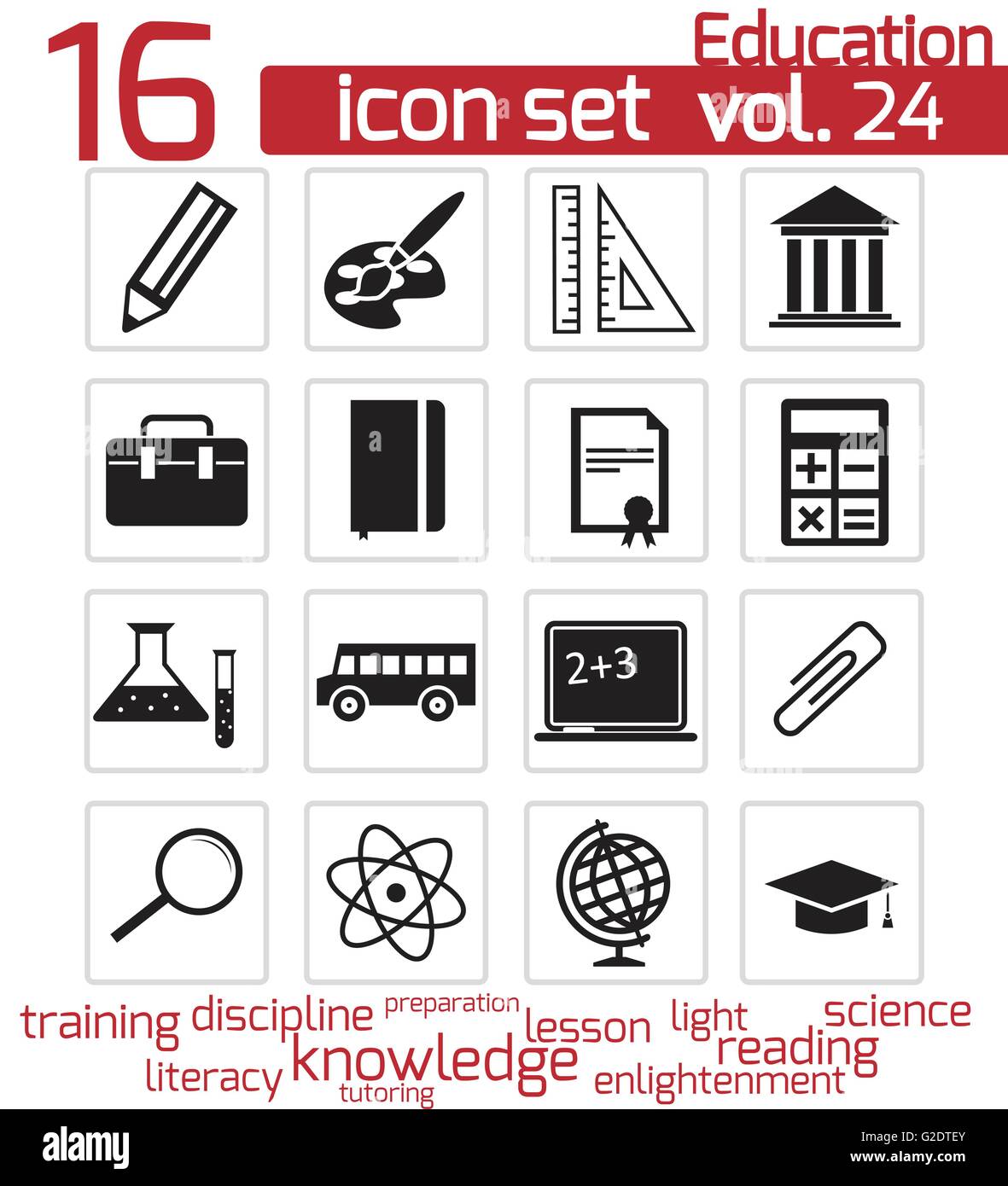 Vector black education icon set on white background Stock Vector Image ...